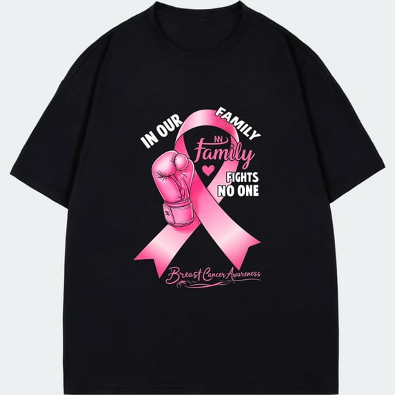 Black T Shirt With Pink Ribbon And Boxing Gloves Breast Cancer ...