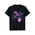 Black T-Shirt With Purple Octopus Playing Drum Set Graphic - Walmart.com