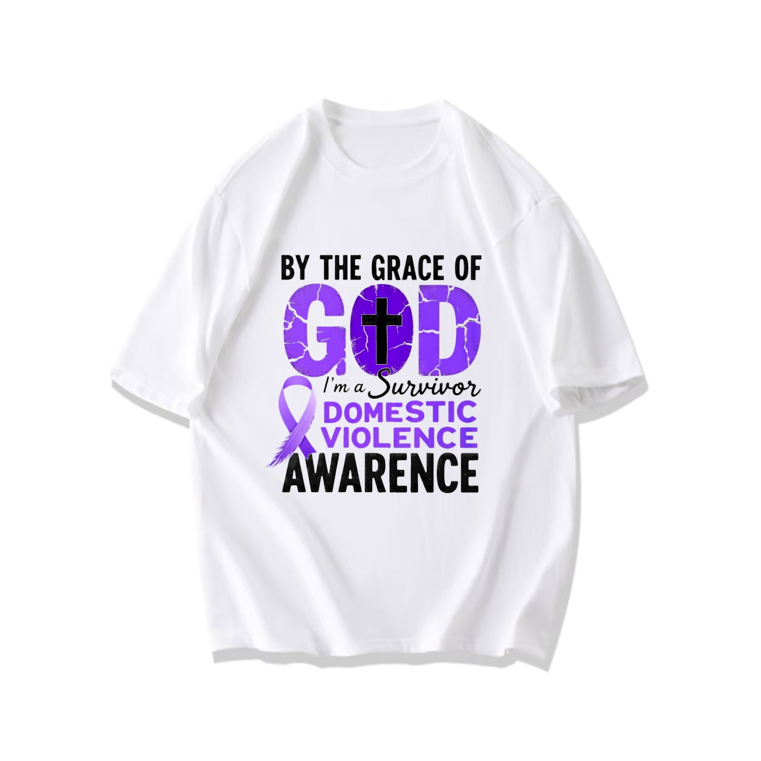 Black T Shirt With Purple Ribbon And Religious Domestic Violence ...