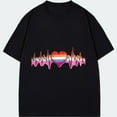 Black T-Shirt With Rainbow Heart And Pulse Wave Print For Casual Wear ...