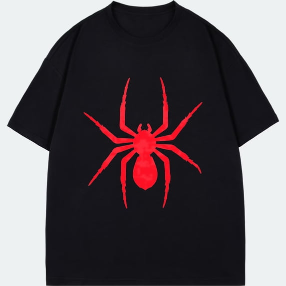 Black T Shirt With Red Spider Print For Casual Wear - Walmart.com