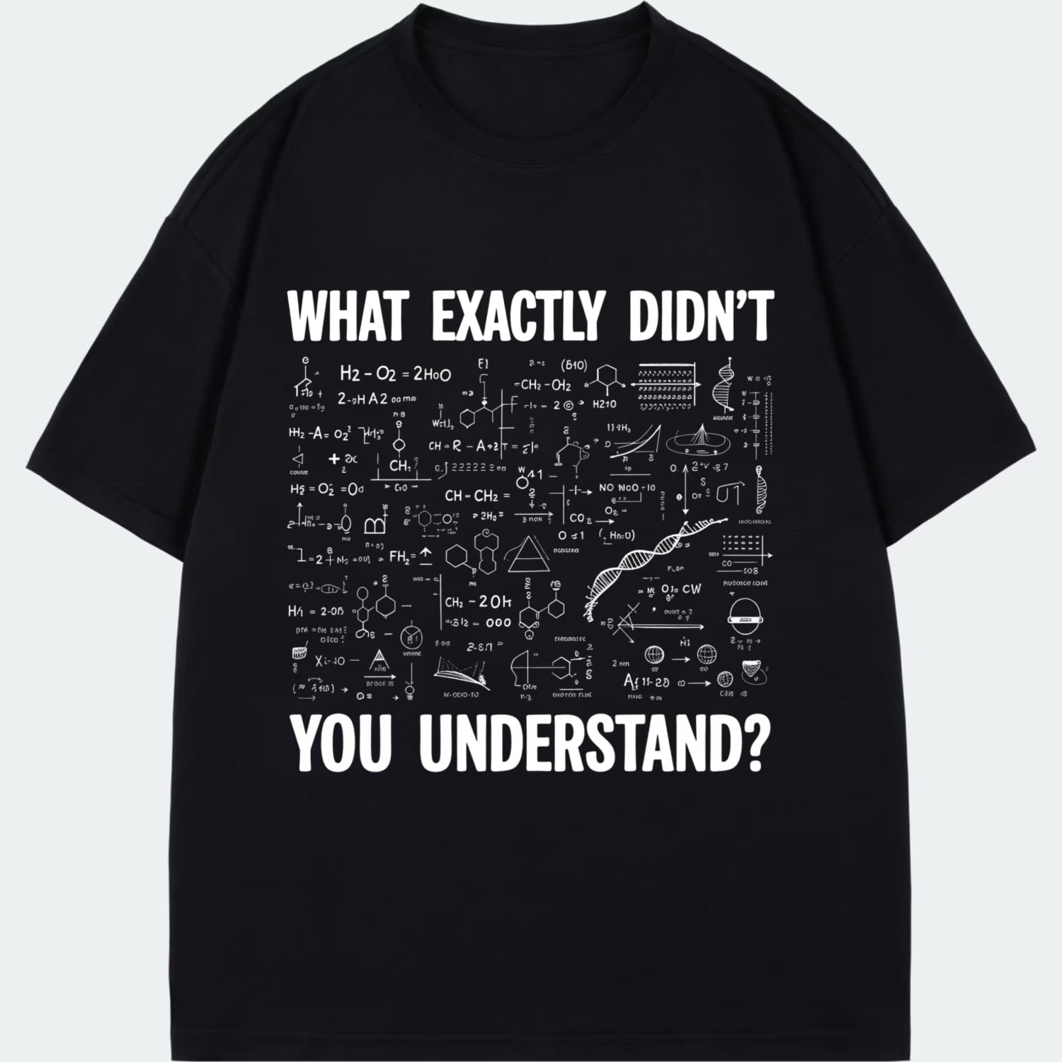 Black T Shirt With Science Formulas And Text What Exactly Didnt You ...