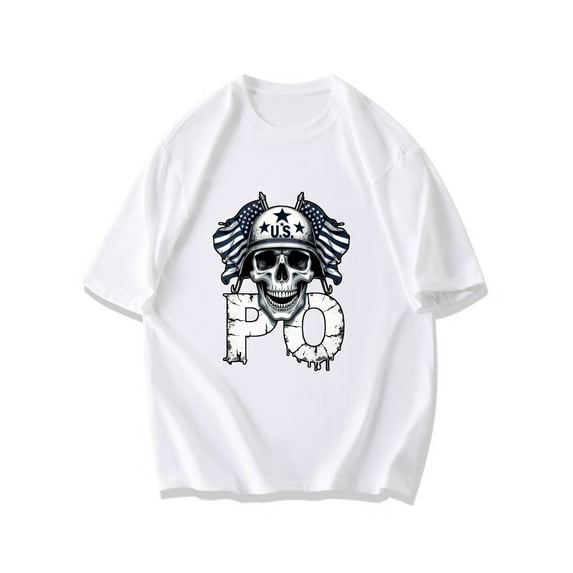 Black T Shirt With Skull And American Flag Helmet Design Po Text ...