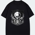 Black T Shirt With Skull And Moon Print Creep Real Text For Halloween ...