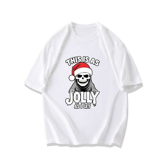 Black T Shirt With Skull Wearing Santa Hat And This Is As Jolly As I ...