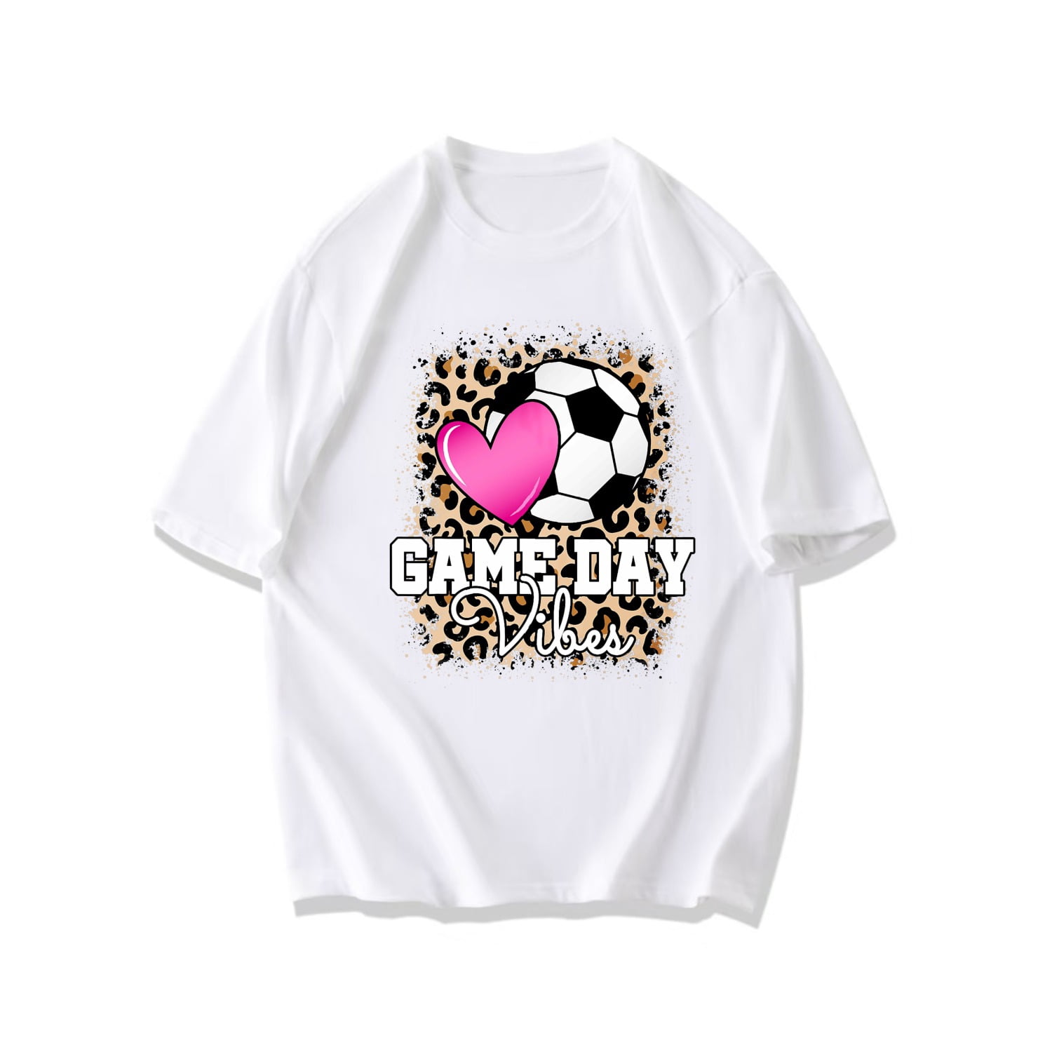 Black T Shirt With Soccer Ball And Pink Heart Leopard Print Game Day ...