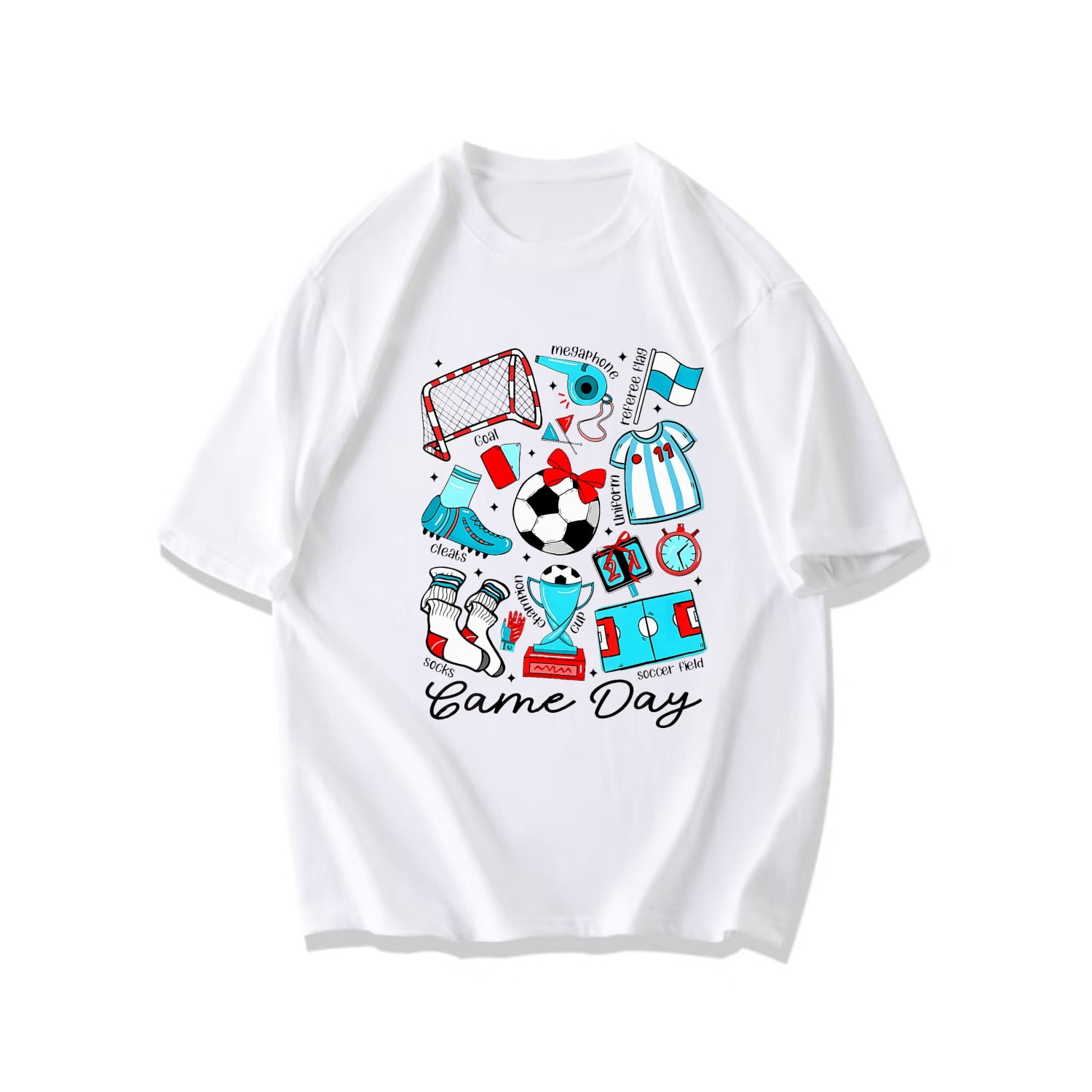 Black T-Shirt With Soccer Theme Print And Game Day Text For Sports ...