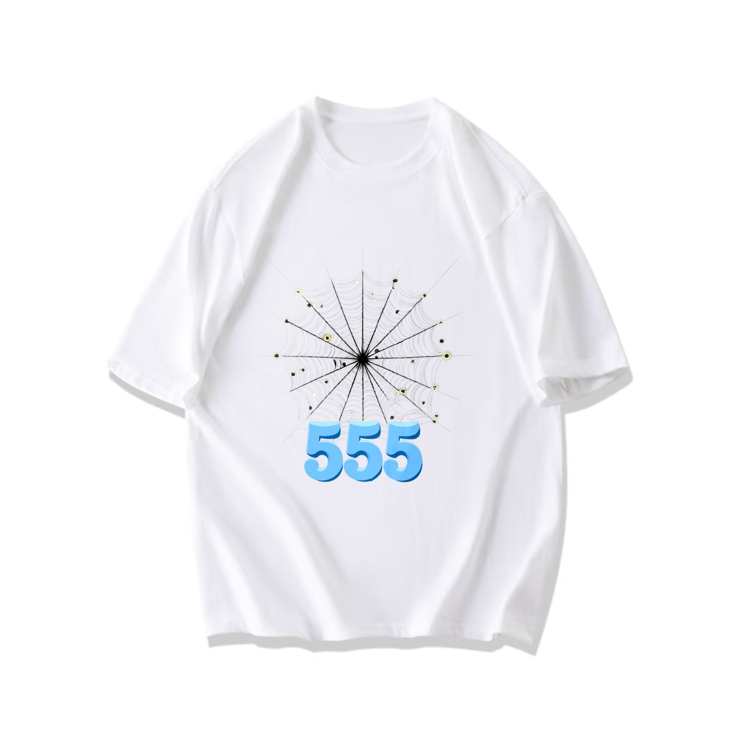Black T Shirt With Spider Web And 555 Print For Casual Wear - Walmart.com