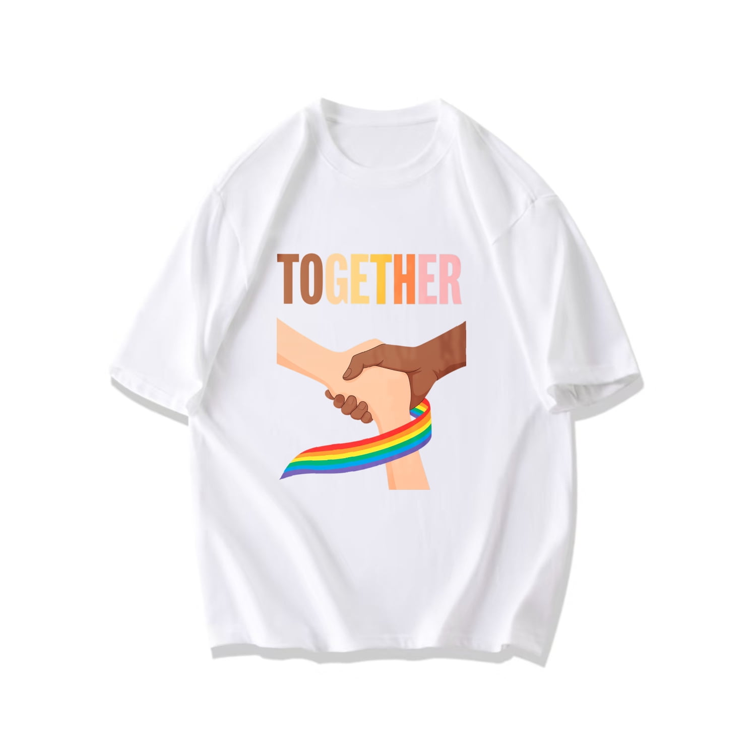 Black T Shirt With Together Rainbow Handshake Design For Pride And ...