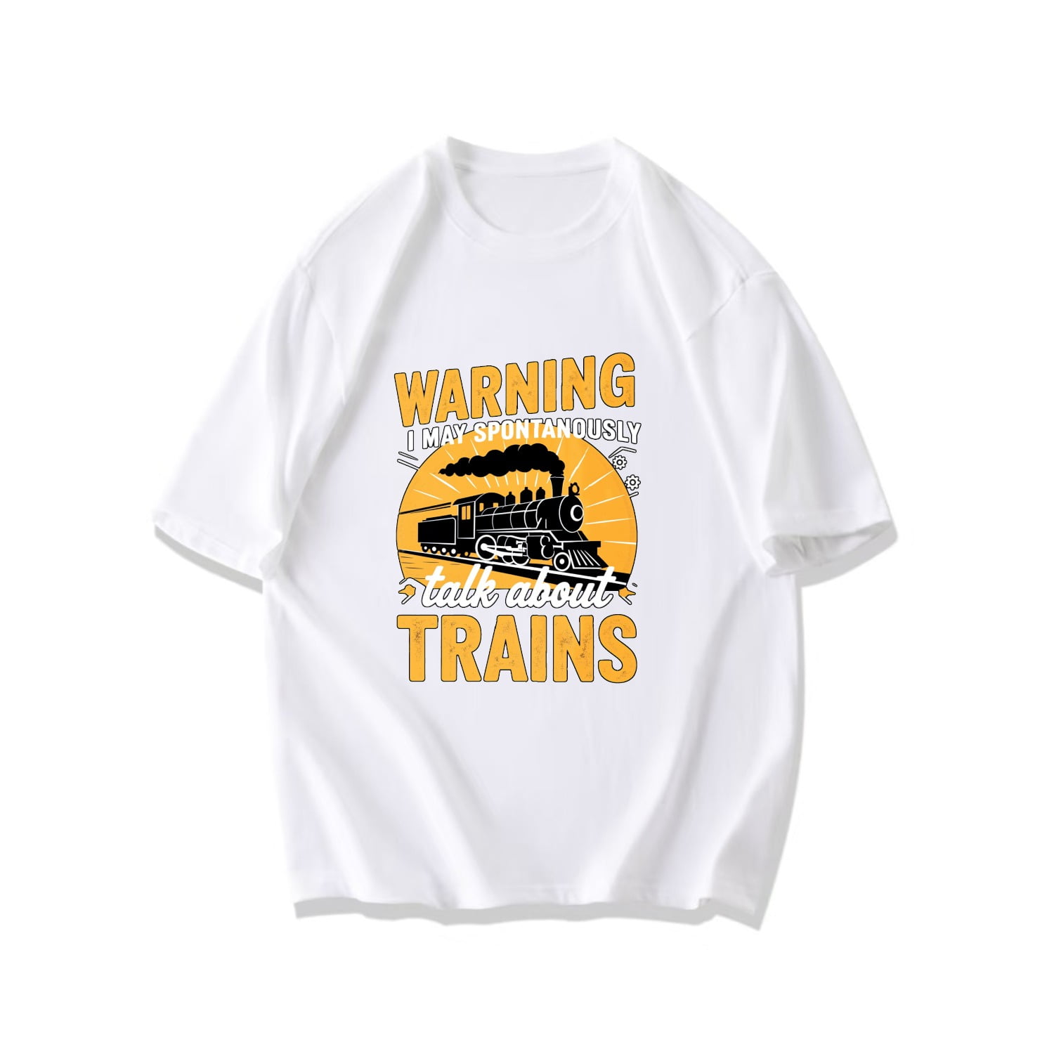 Black T Shirt With Train Graphic And Warning Text For Train Enthusiasts ...