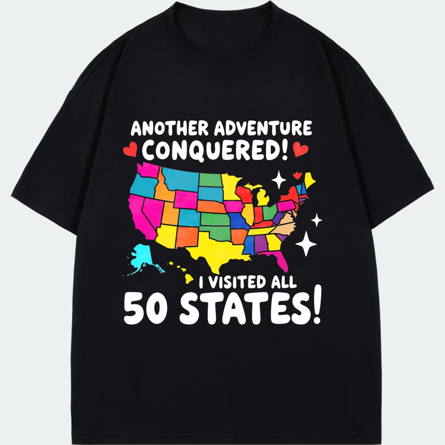 Black T Shirt With Usa Map And Text Another Adventure Conquered I ...
