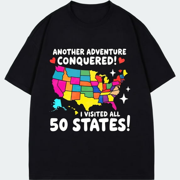 Black T Shirt With Usa Map And Text Another Adventure Conquered I ...