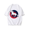 Black T Shirt With White Horse And Red Blue Circle Design For Casual ...