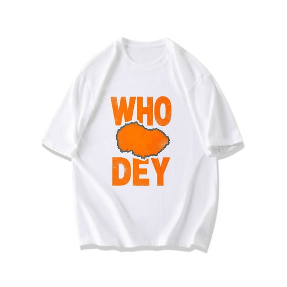 Black T Shirt With Who Dey Orange Text And Cloud Design For Casual Wear ...