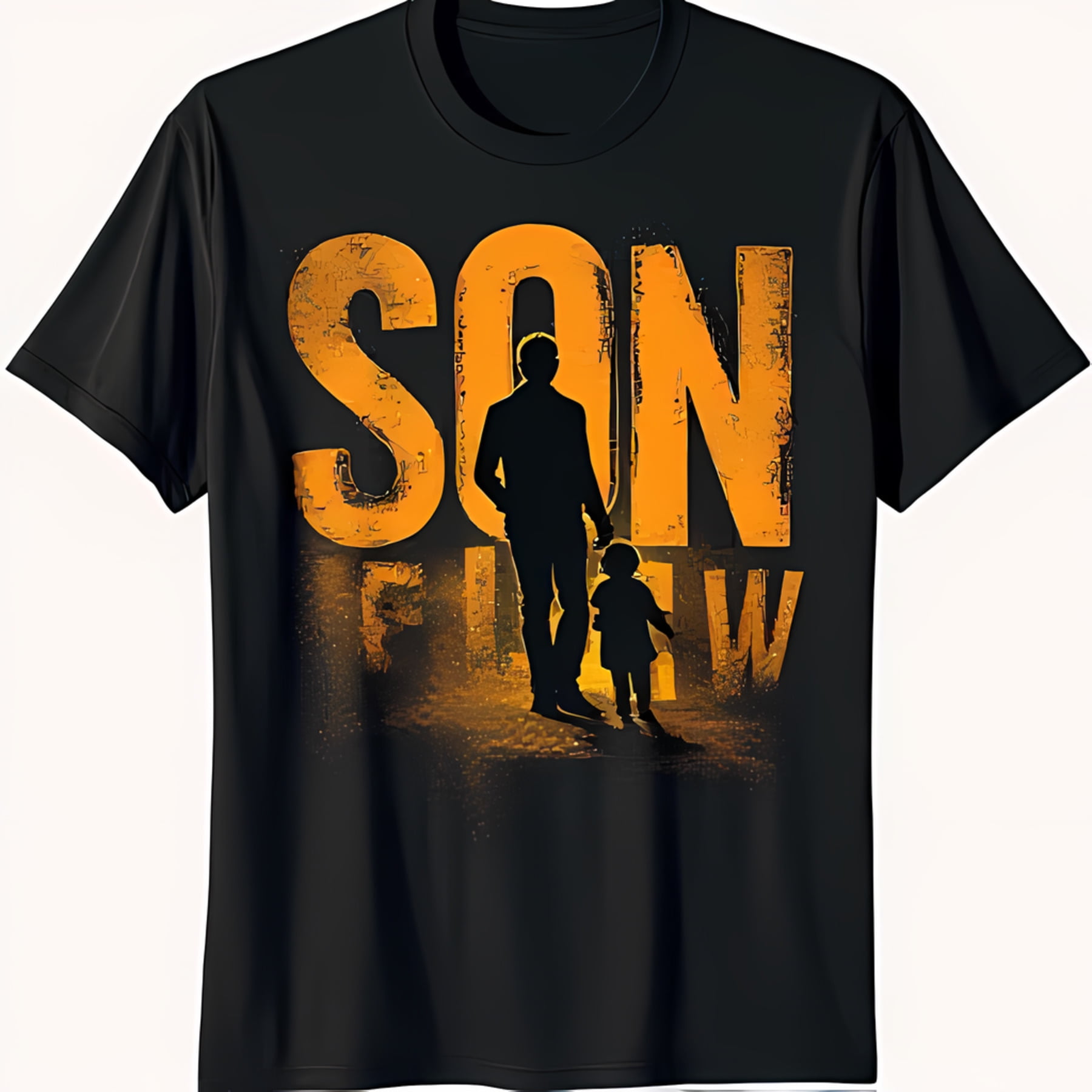 Black T-Shirt for Dad Bold SON and FLOW Graphic Design - Walmart.com