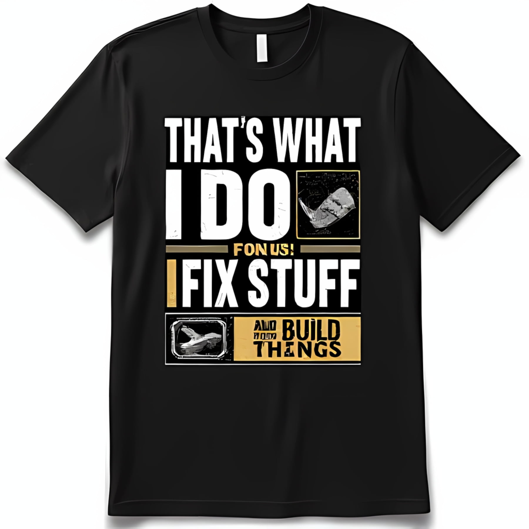 Black T-Shirt for Handyman & Handywoman I Fix Stuff & Build Things ...