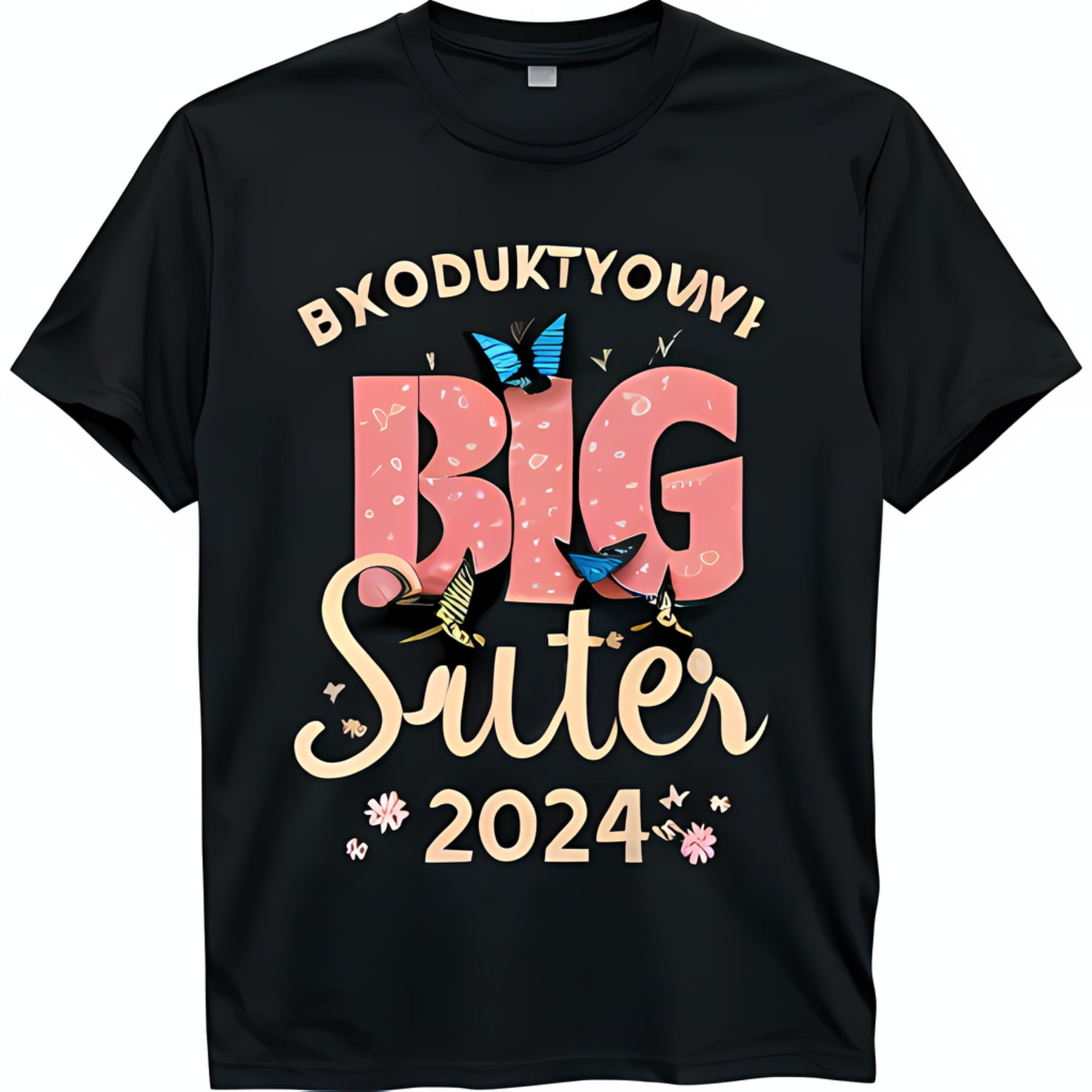Black T-Shirt for New Big Sister Cursive Big Sister Graphic with ...