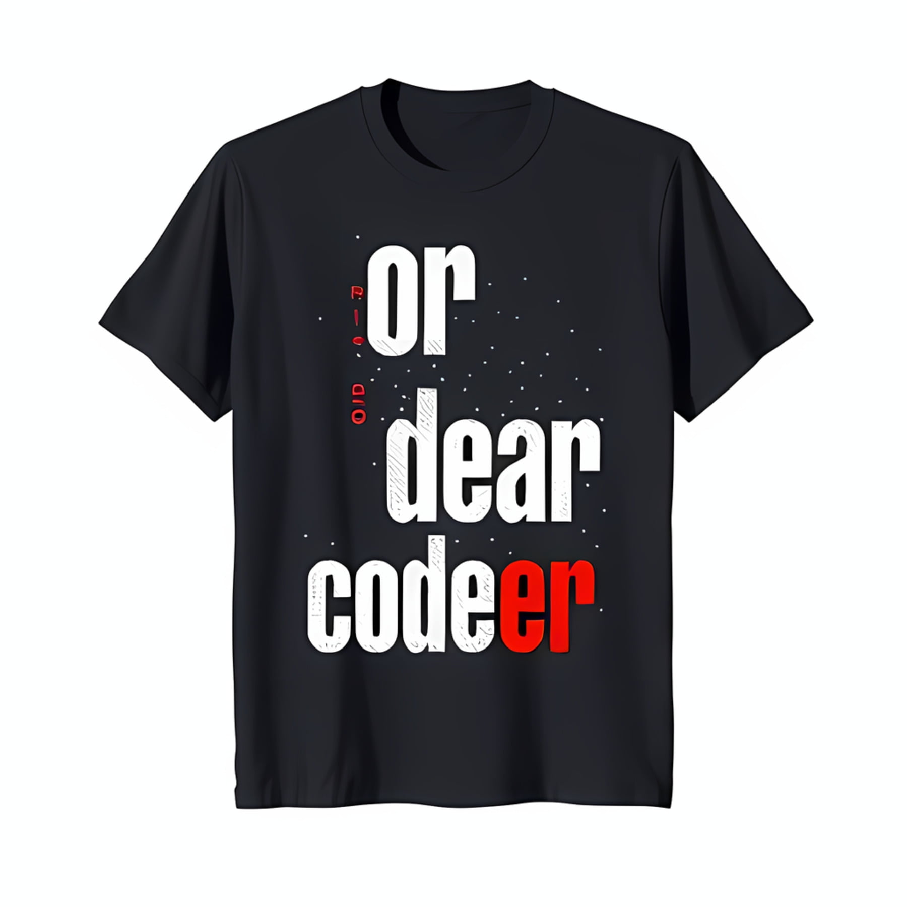 Black T-Shirt for Programmers 'or dear codeer' Slogan with Tech Inspired Design - Walmart.com