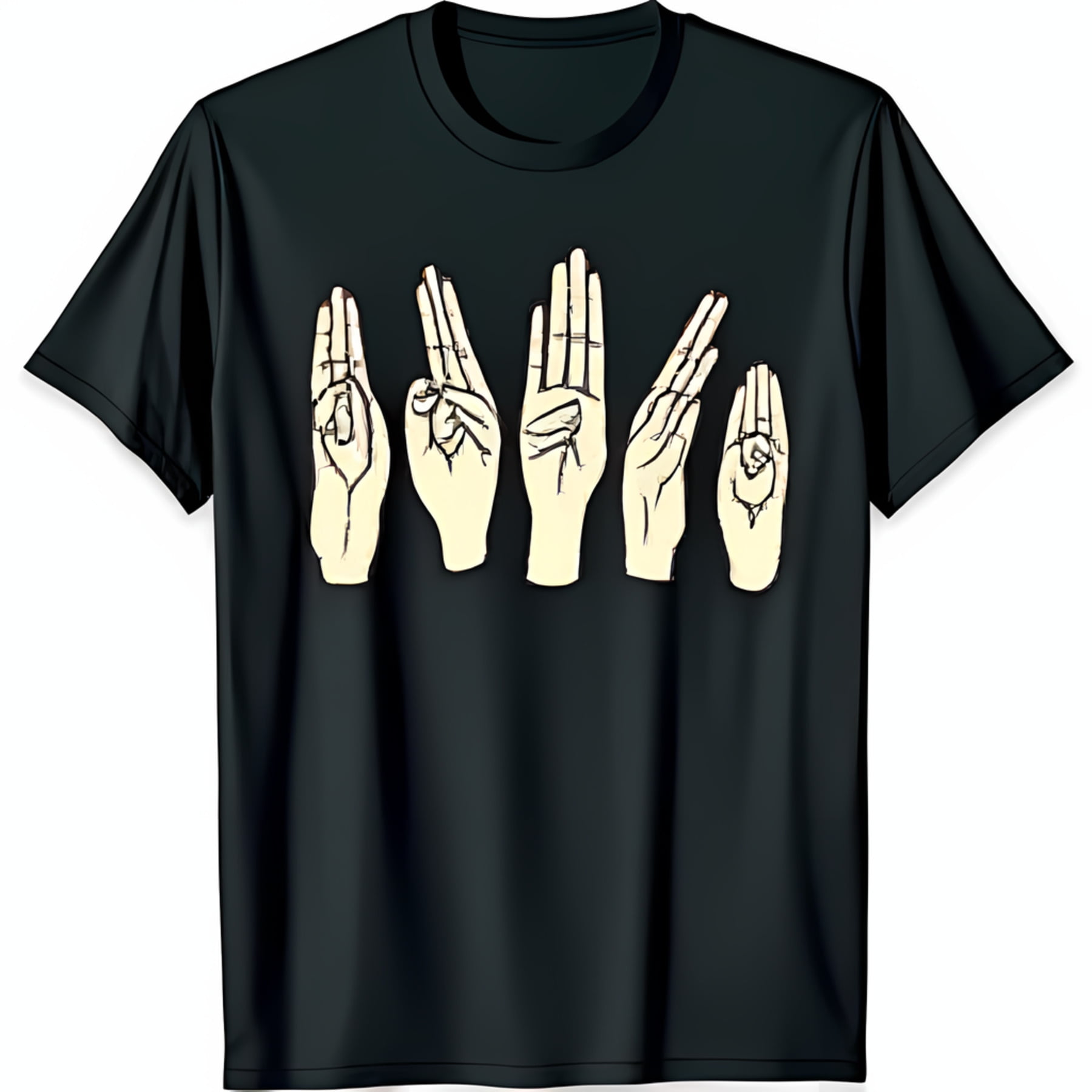 Black T-Shirt with ASL LOVE Graphic Unique Sign Language Design ...