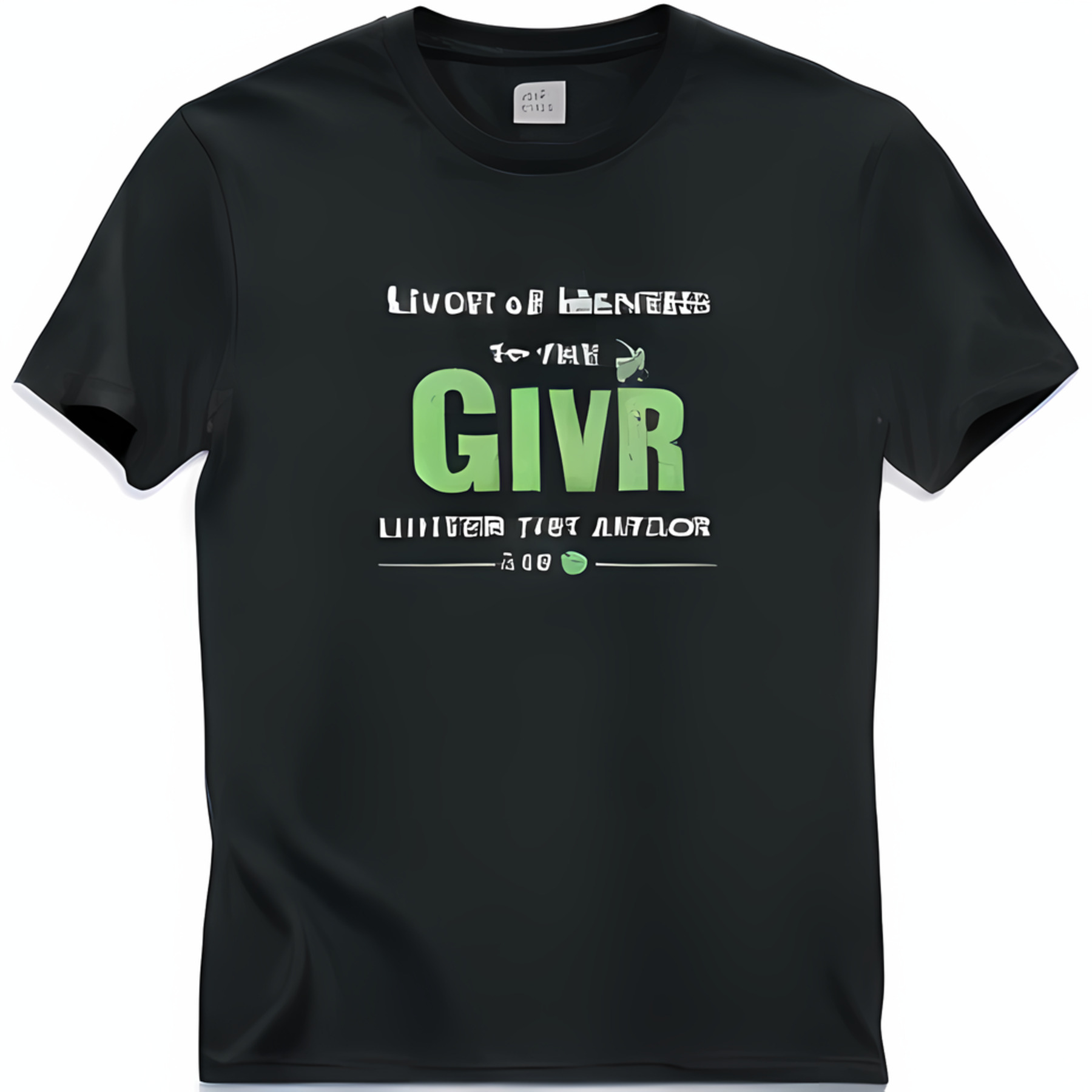 Black T-Shirt with Abstract Green and WhiteLogo G)/(ammuorar k') Leyf ...