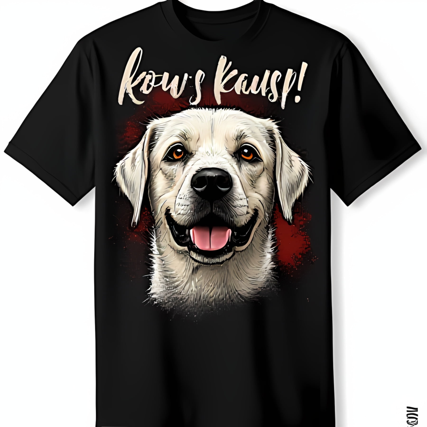 Black T-Shirt with Adorable White Labrador Graphic & Fun Kow s Kausp ...