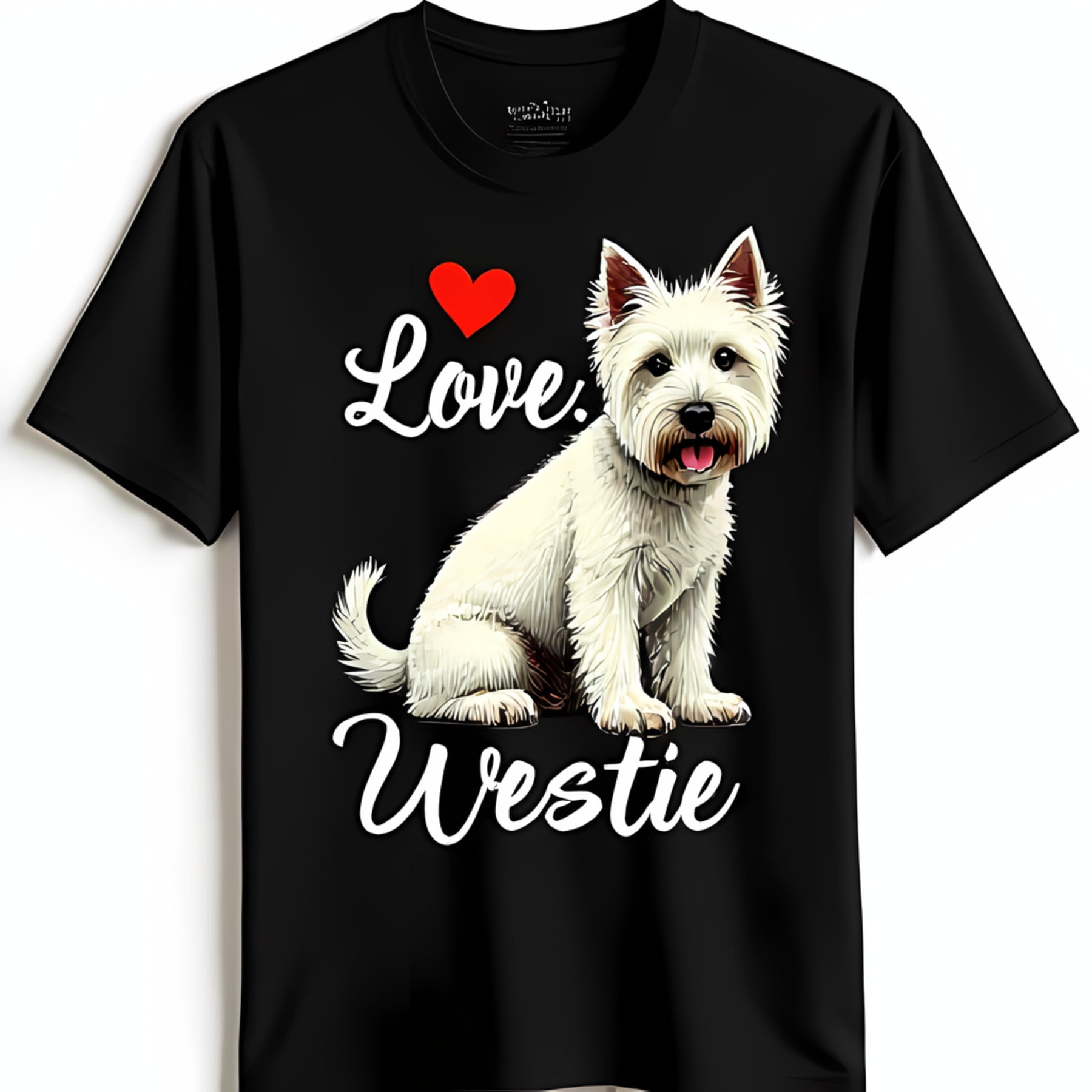 Black T-Shirt with Adorable White Westie Dog Graphic Love Westie Design ...