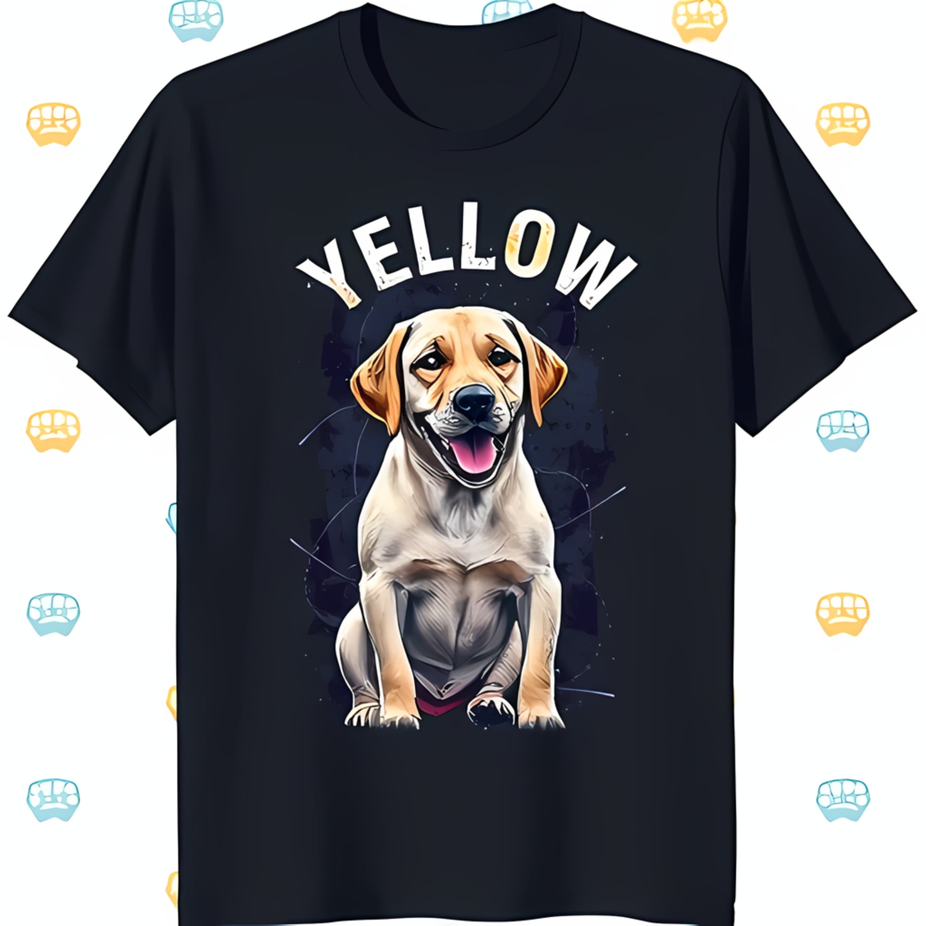 Black T-Shirt with Adorable Yellow Labrador Graphic & 'YELLOW' Text ...