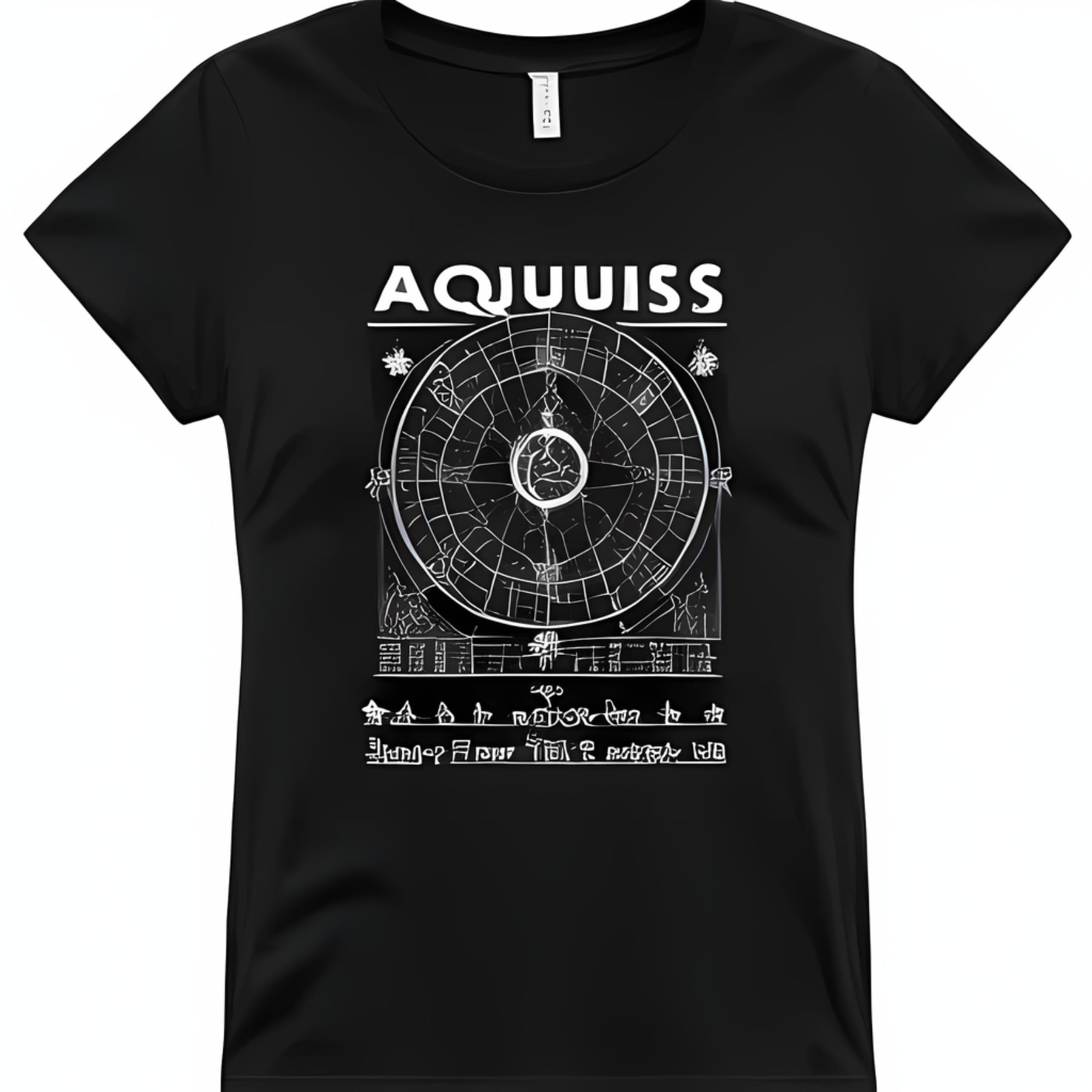 Black T-Shirt with Ancient Japanese Map Design Featuring Constellations ...