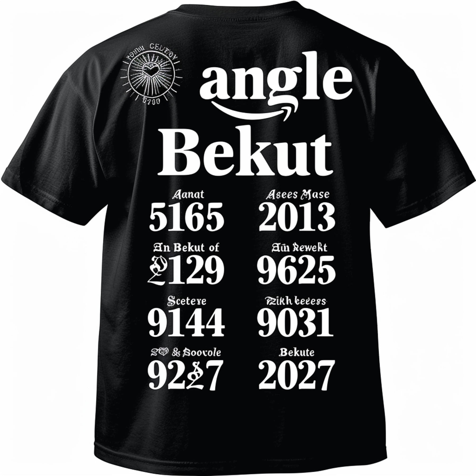 Black T Shirt with Angel Numbers Design for Men & Women Angel Bekut 203 ...