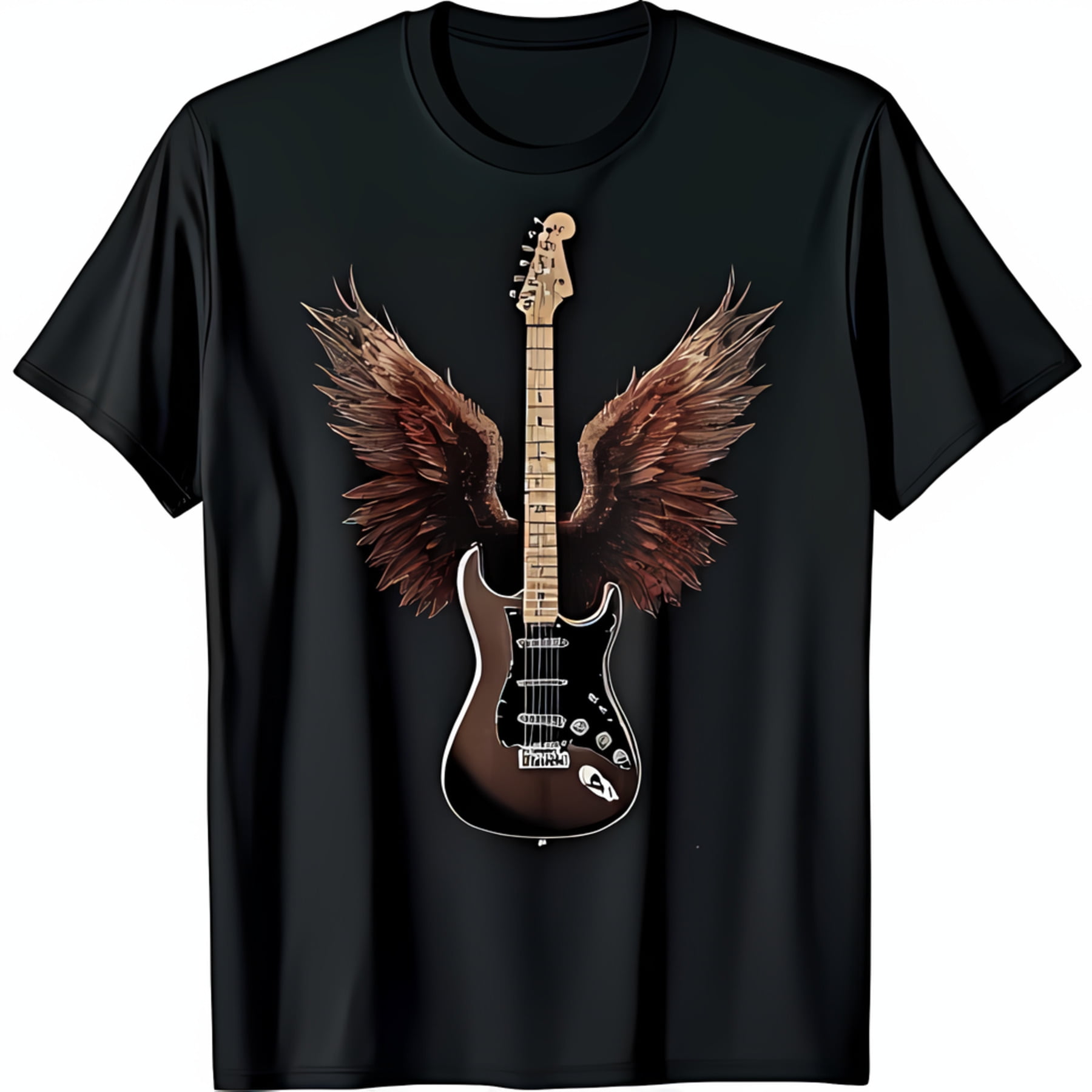 Black T-Shirt with Angelic and Wings Graphic Design - Walmart.com