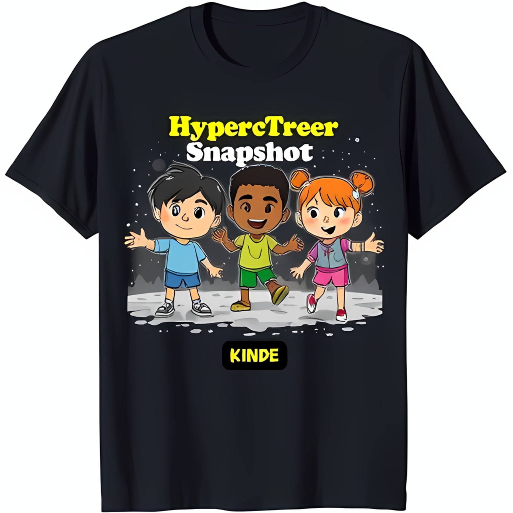 Black T-Shirt with Animated Design 'HypercTree Snapshot' & 'KINDE' Text ...