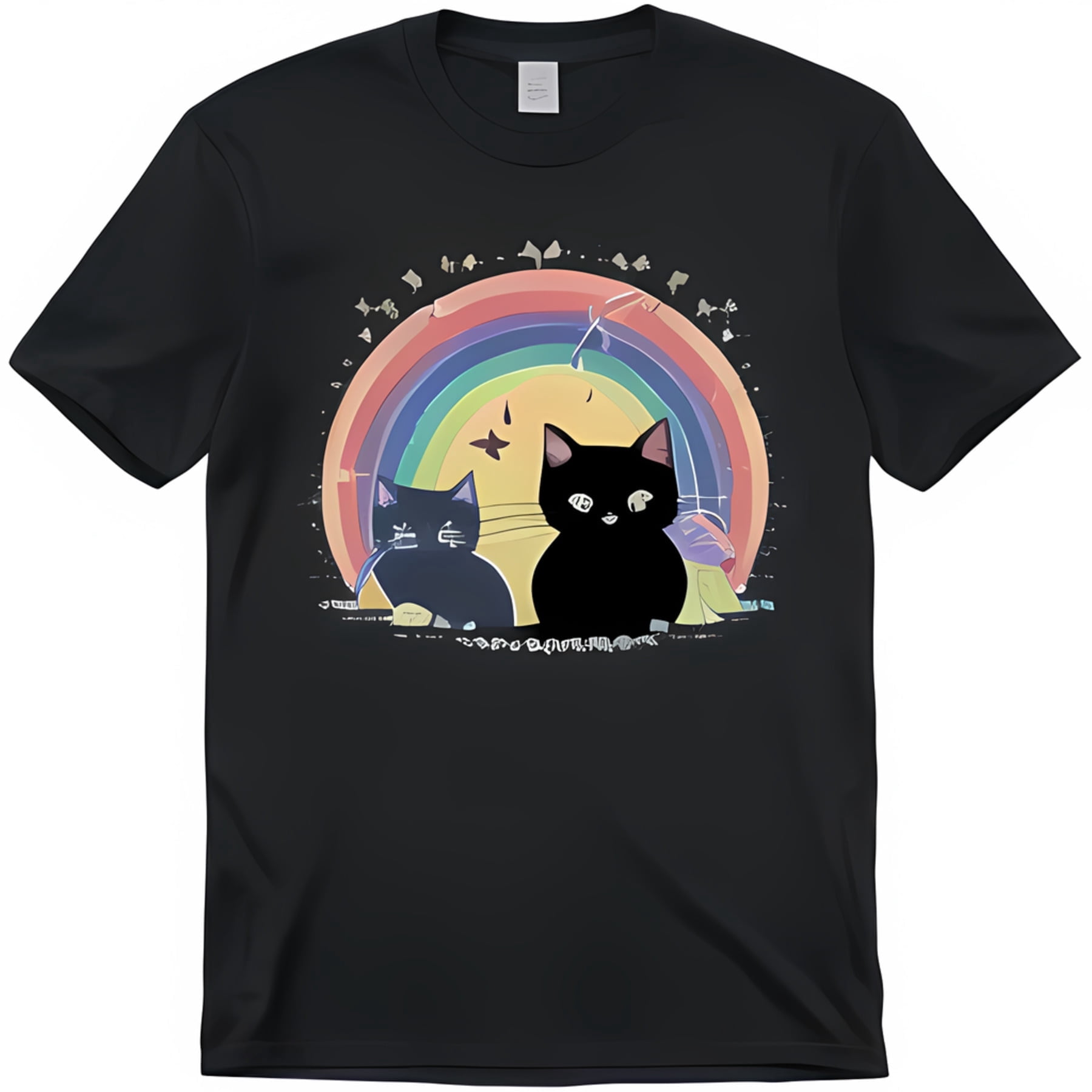 Black T-Shirt with Arch Two Stars & Butterflies Design-M - Walmart.com