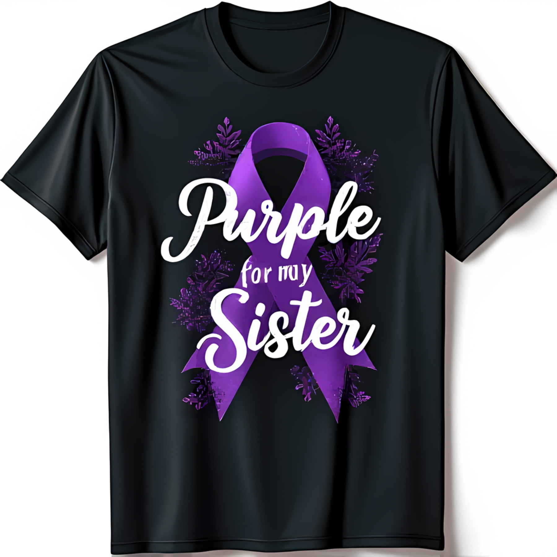 Black T-Shirt with Awareness Ribbon & Leafy Design ' for my Sister ...