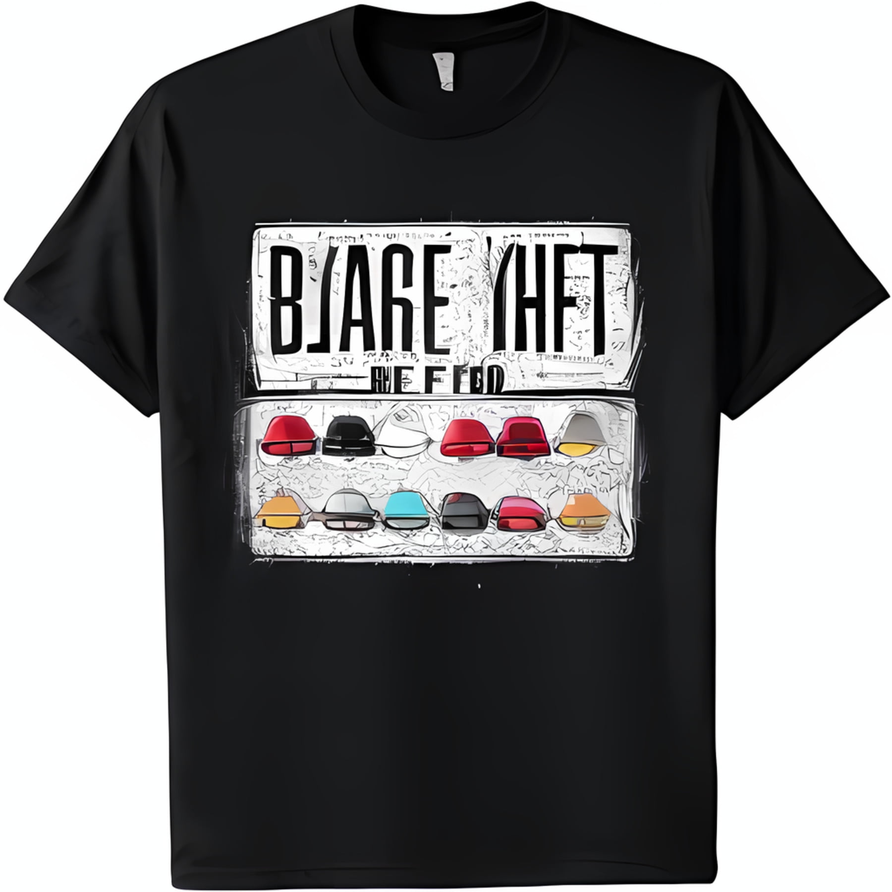 Black T-Shirt with BLare HFT License Plate Graphic & Tail Light Design ...