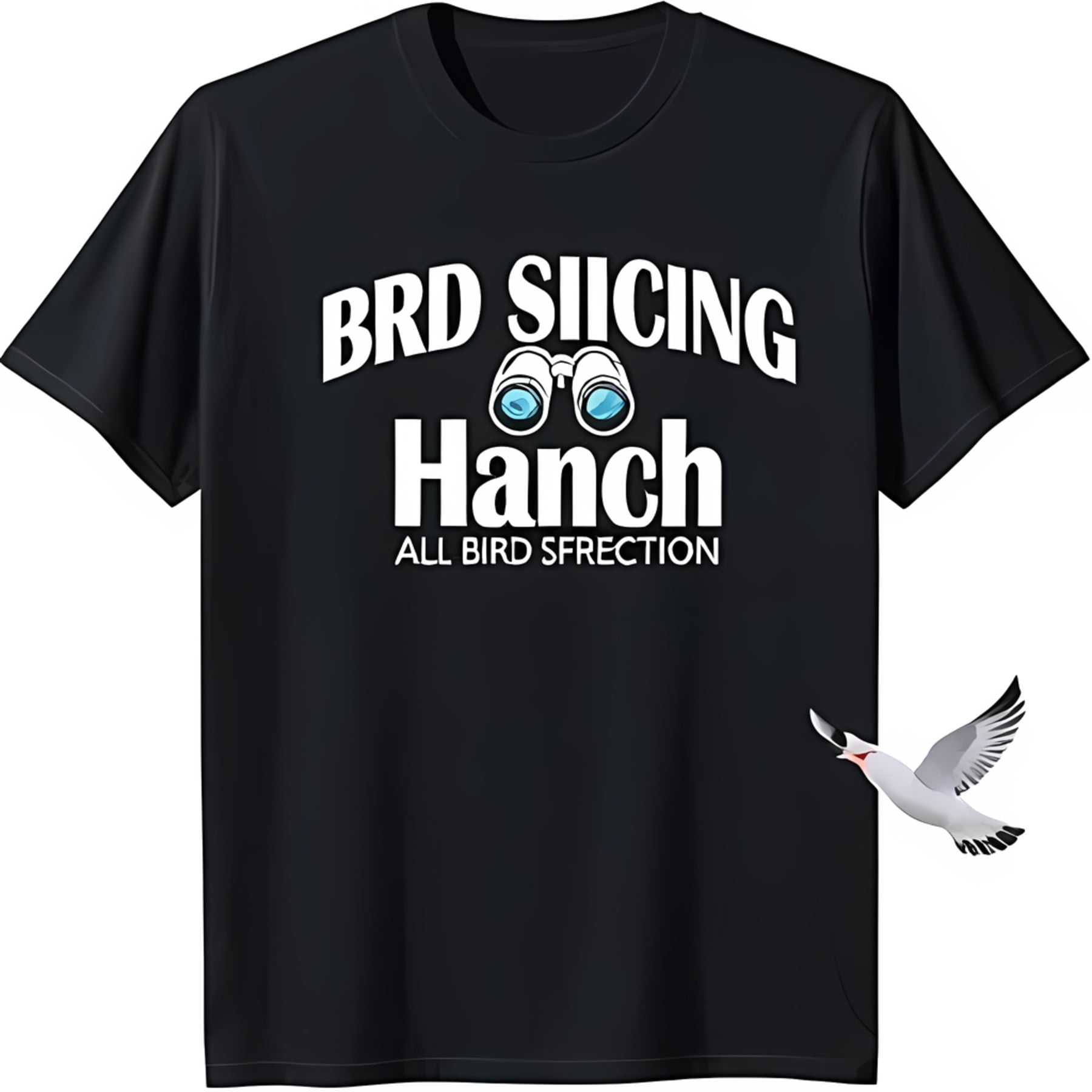 Black T-Shirt with BRD SLICING Hanch ALL BIRD SFRECTION Design ...