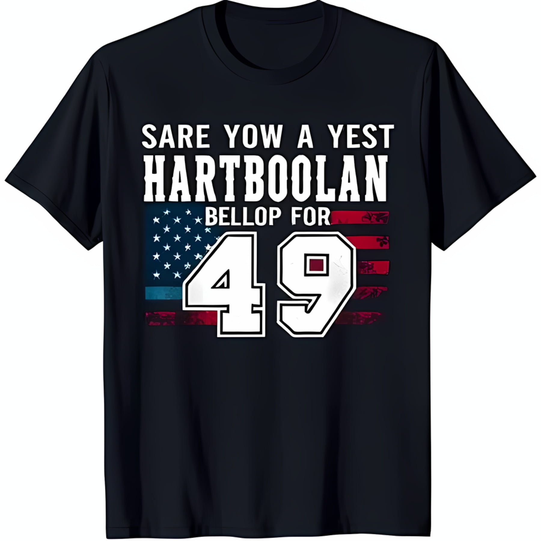 Black T-Shirt with Background & Bold 'Sare a yest Hartboolian Bellop ...