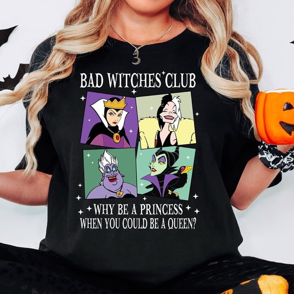 Black T-Shirt with Bad Witches' Club Graphic Featuring Maleficent ...