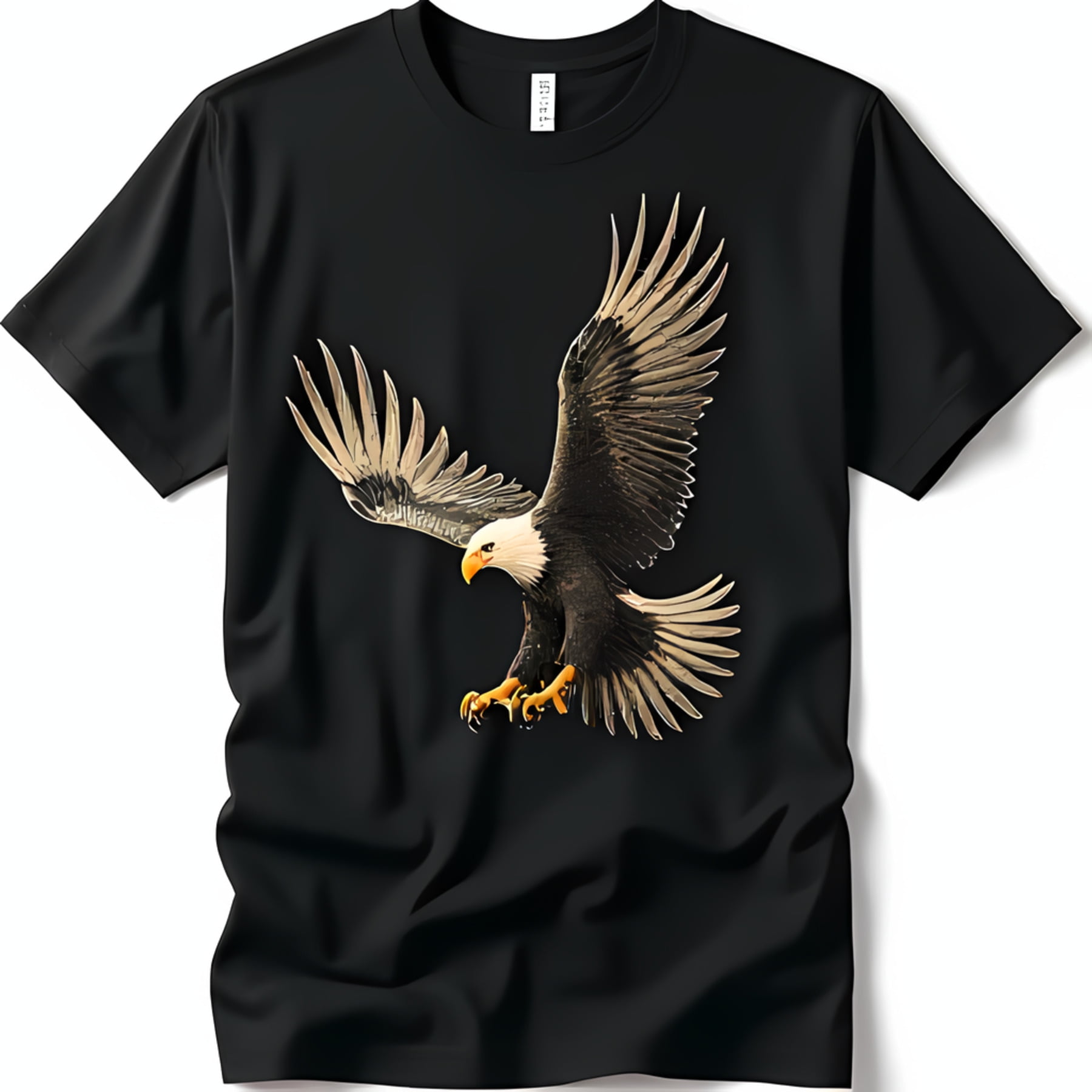 Black T-Shirt with Bald Eagle in Graphic Detailed Eagle Design ...