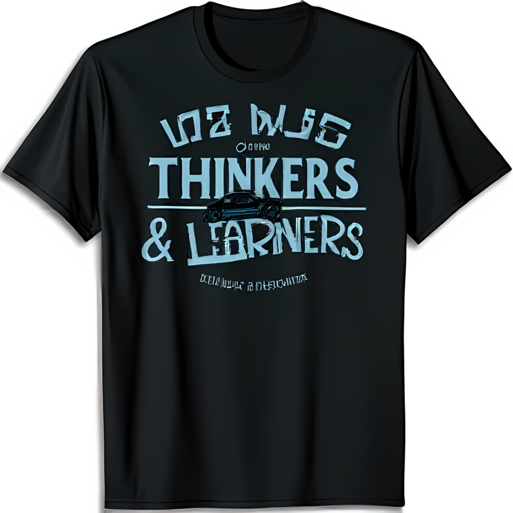 Black T-Shirt with Blue & White Graphic 'The Big Thinkers & Learners ...