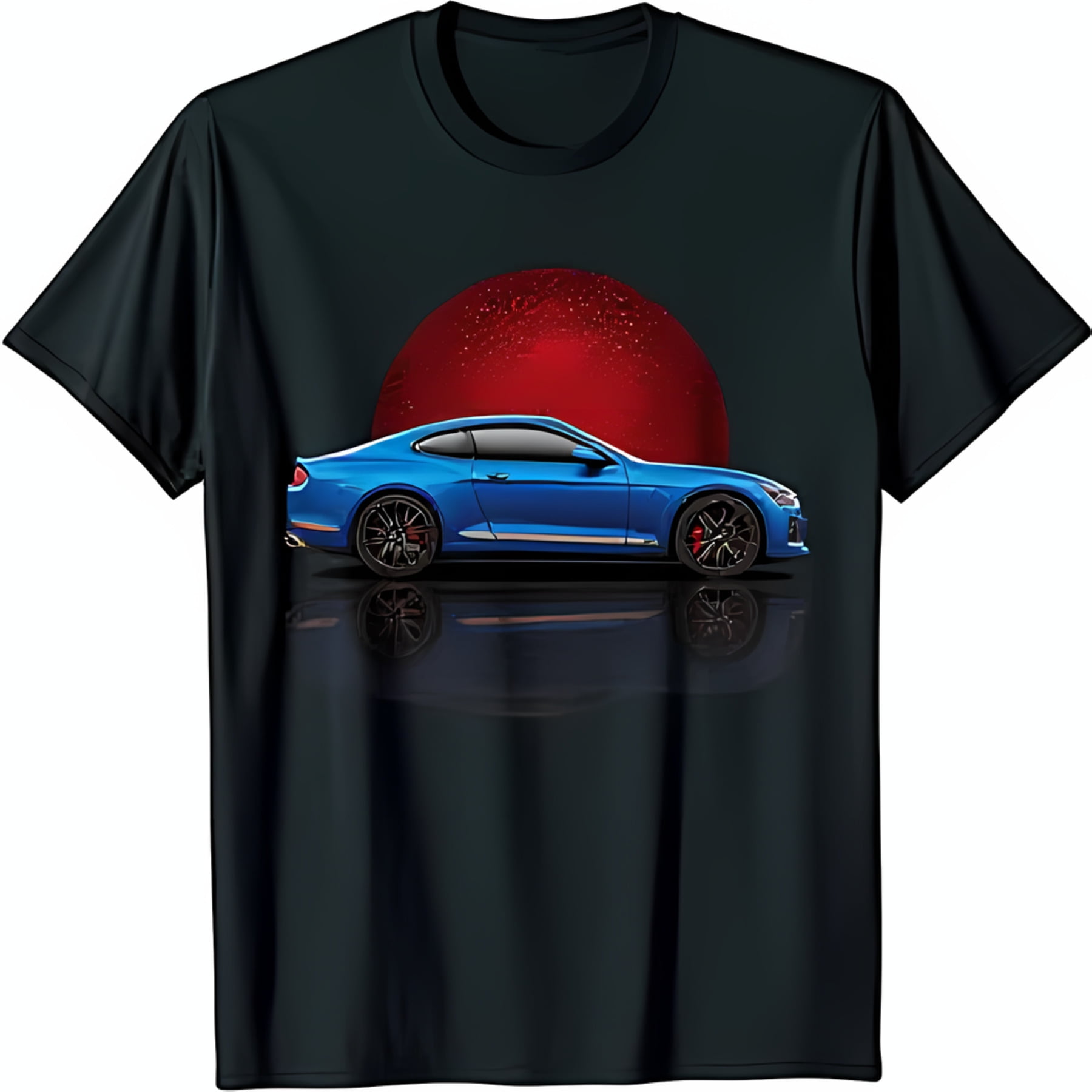 Black T-Shirt with Blue and Red Sun Graphic - Walmart.com