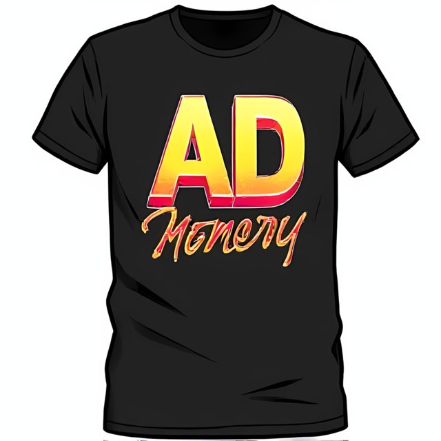 Black T-Shirt with Bold AD Graphic and Cursive Memory Design Short ...