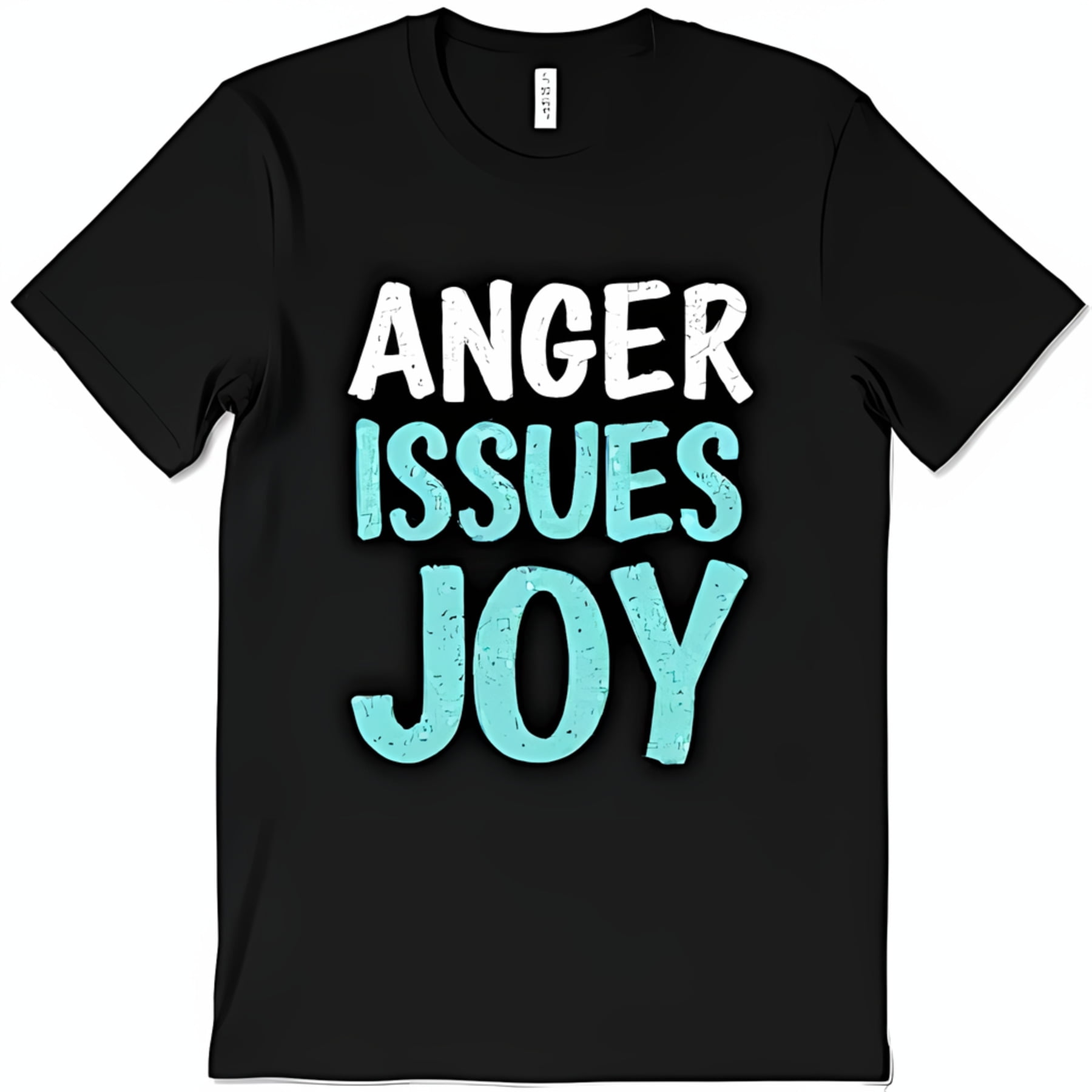 Black T-Shirt with Bold 'Anger Issues' Graphic and Joyful Blue Text ...