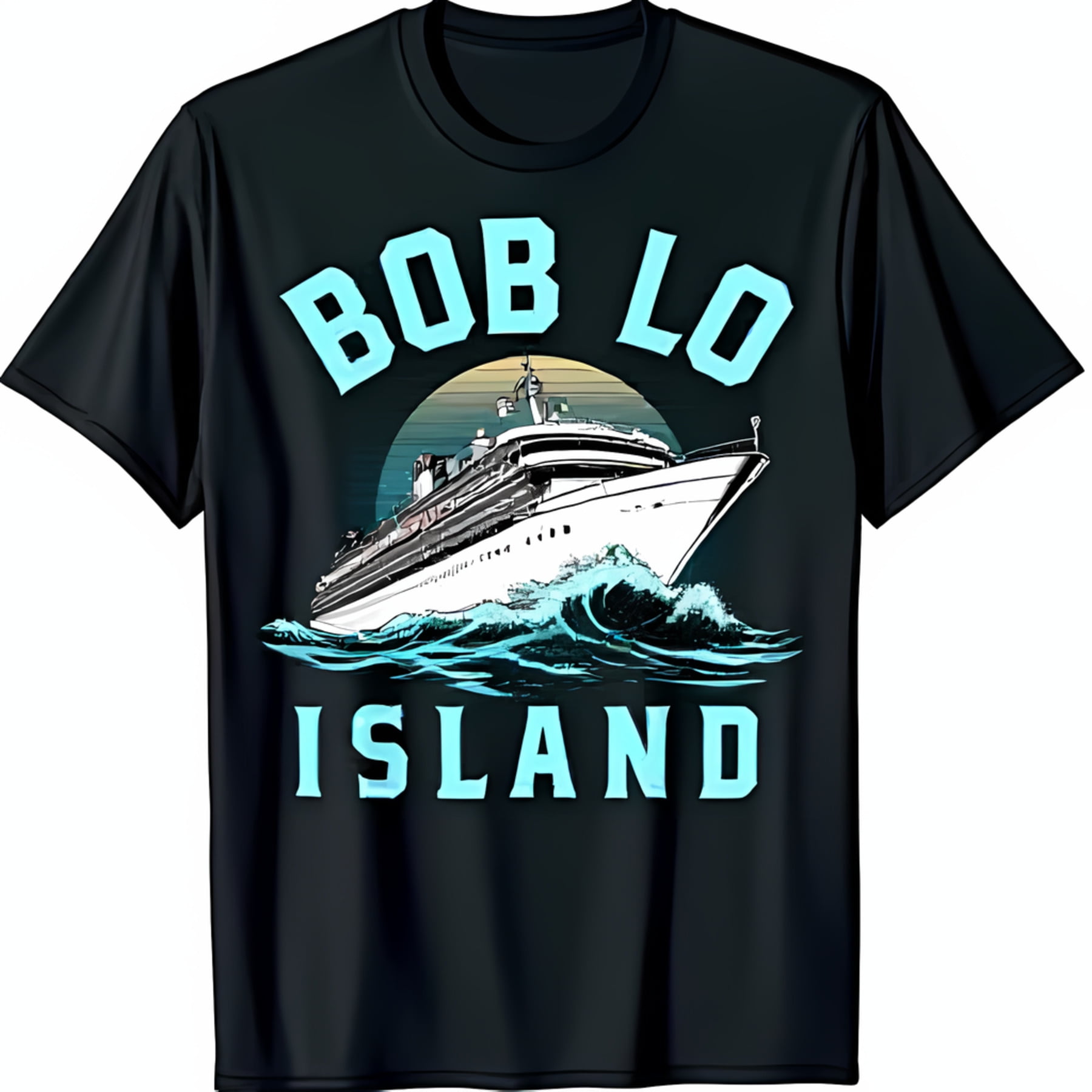Black T-Shirt with Bold BOB LO Island Design Featuring White Cruise ...
