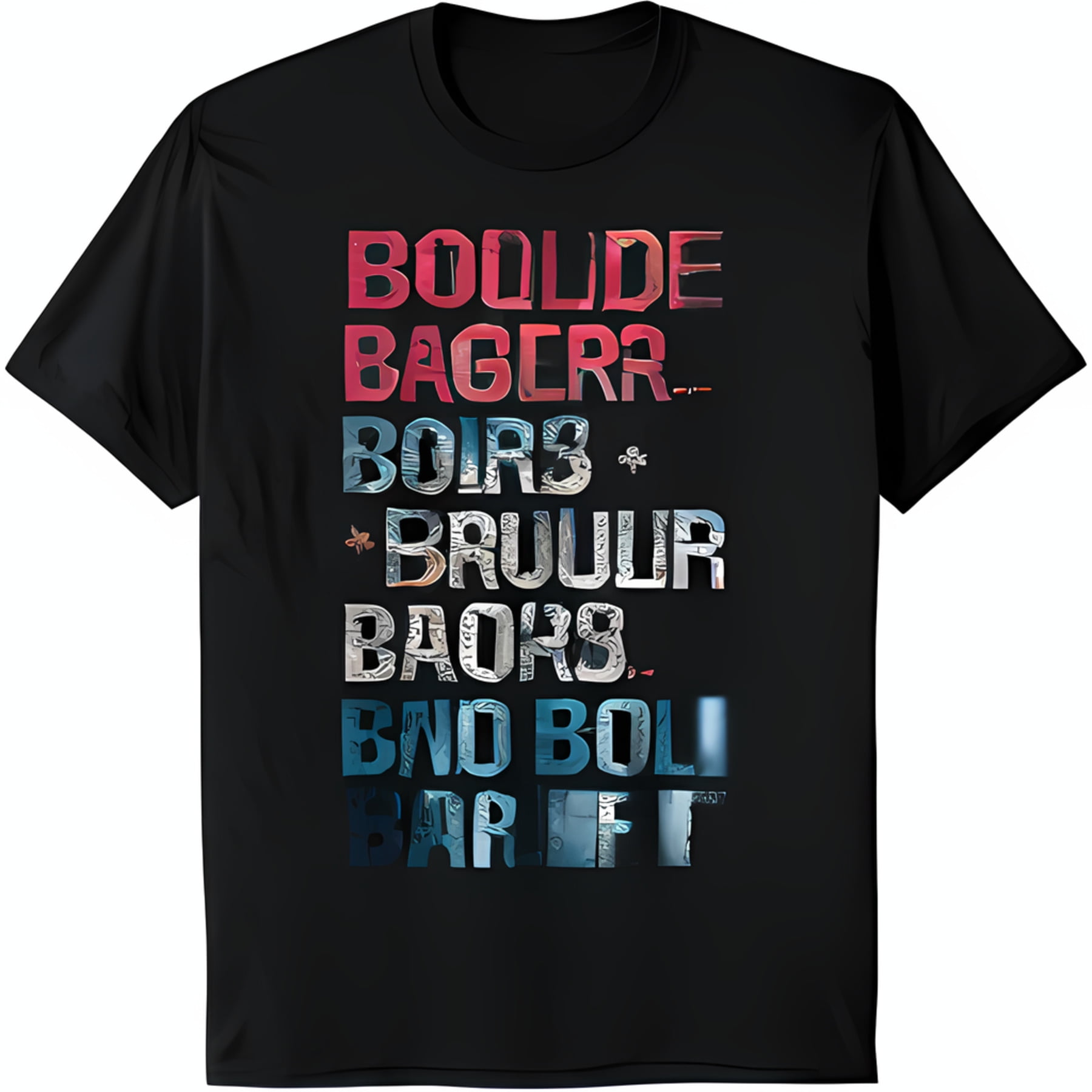 Black T-Shirt with Bold BOULDER & Graphic Design Gritty Industrial ...