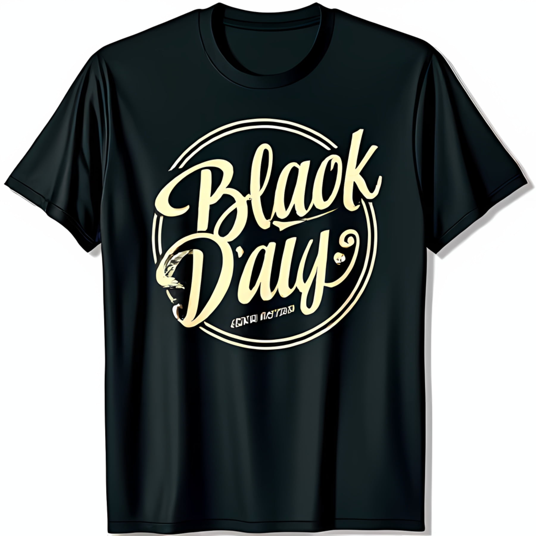 Black T-Shirt with Bold Black Day Cursive Graphic & Good Day Serif Text ...