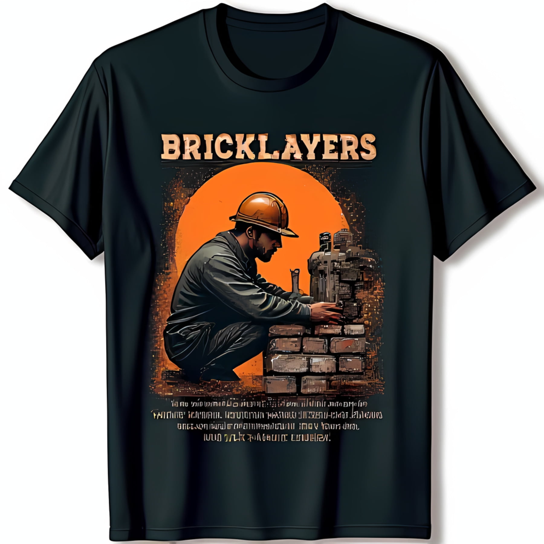 Black T-Shirt with Bold Bricklayer Design and Sunset Background for ...