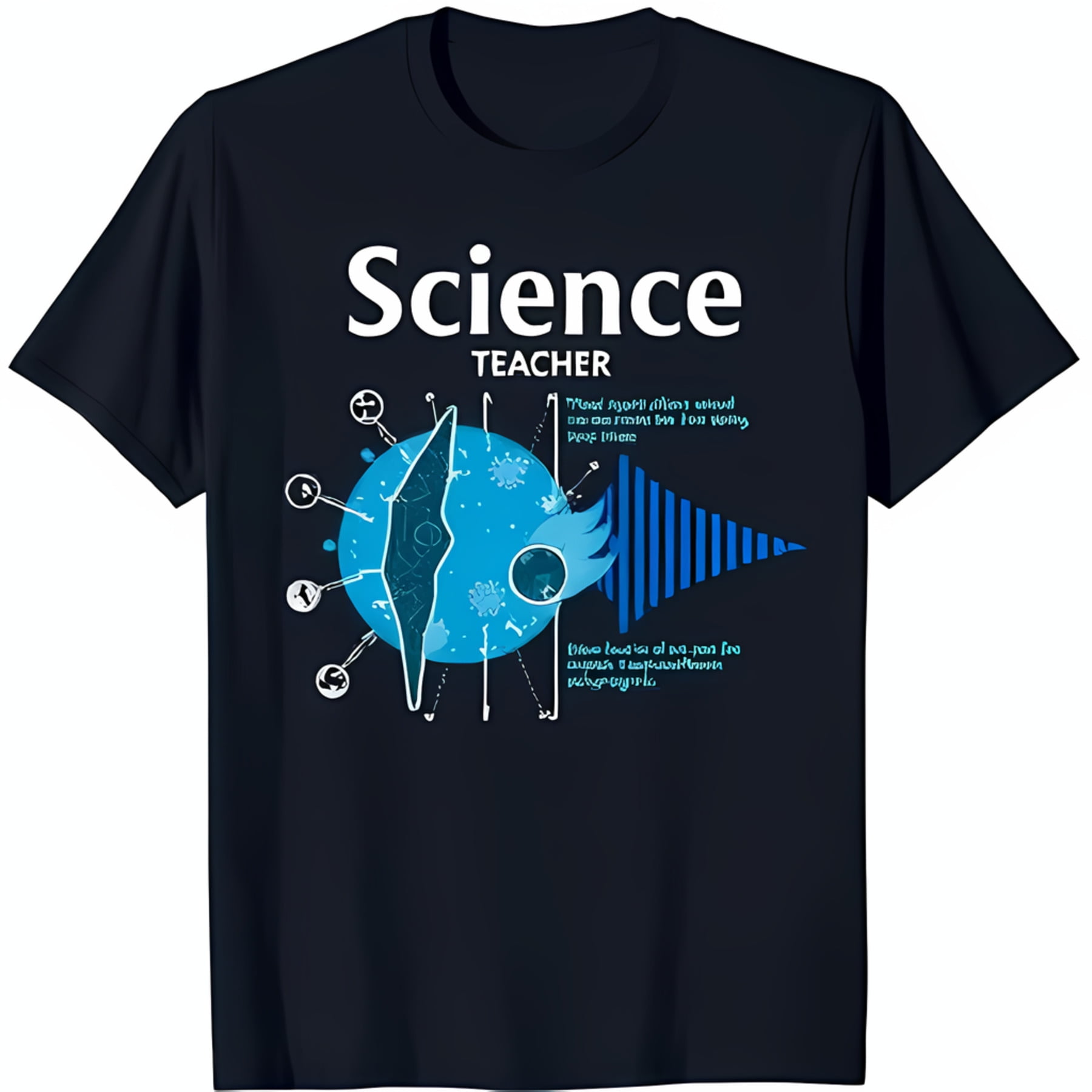 Black T-Shirt with Bold Cell Illustration and ' Teacher' Text - Walmart.com