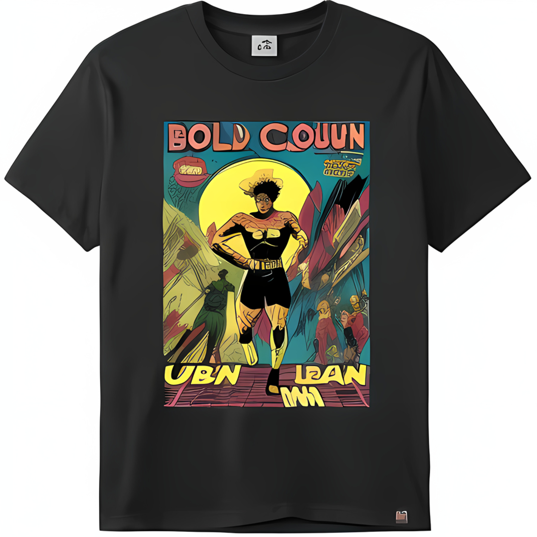 Black T-Shirt with Bold Comic Book Graphic Urban Legend Design ...