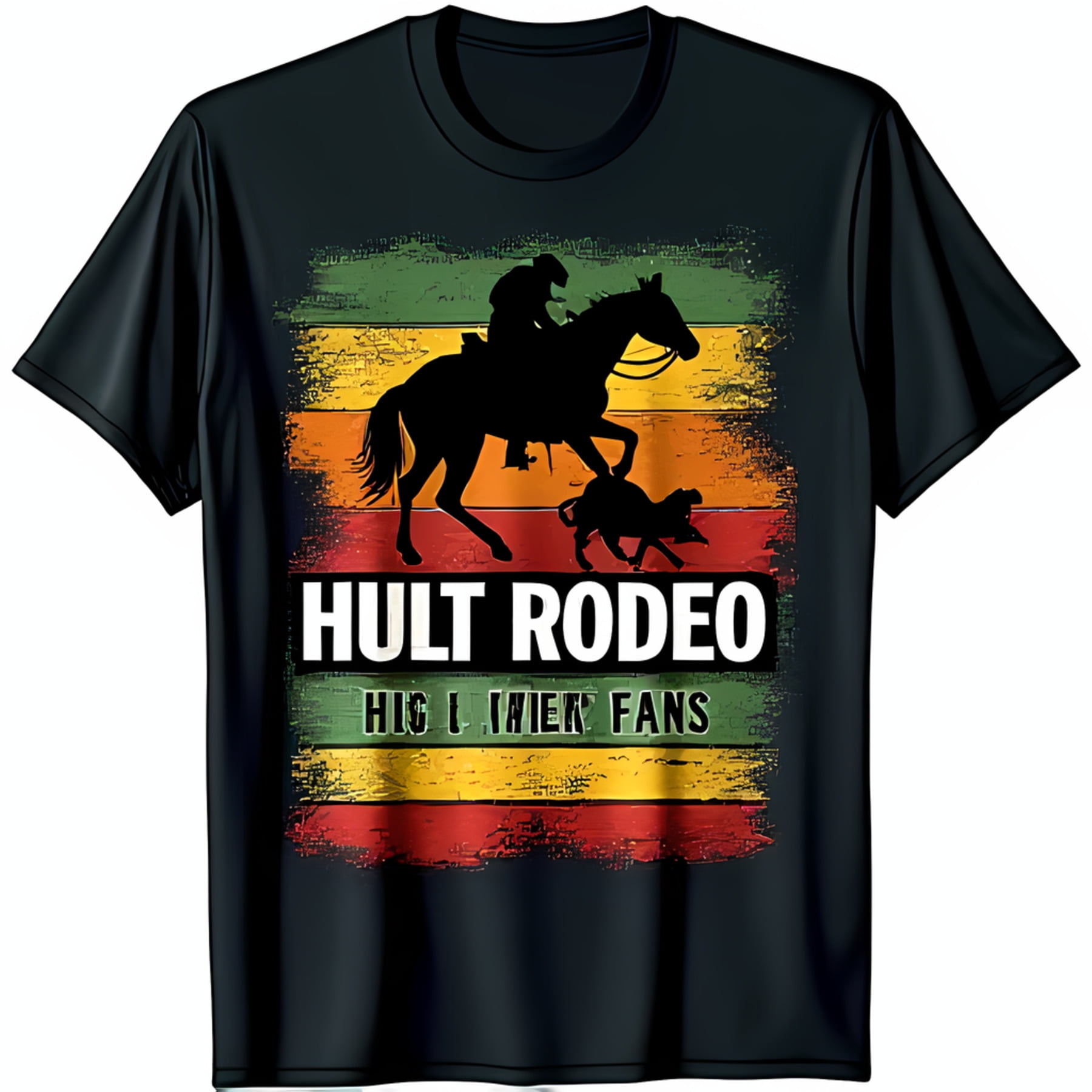 Black T-Shirt with Bold Cowboy Rodeo Design HULT RODEO FANS - Walmart.com