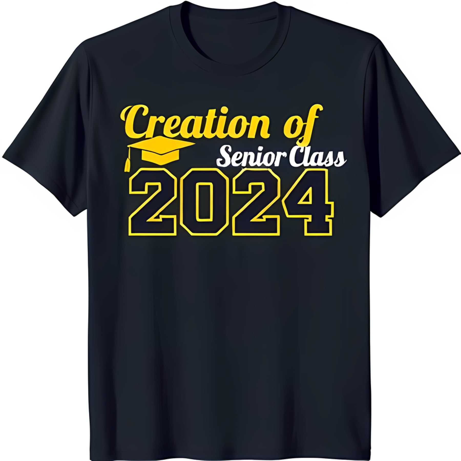 Black T-Shirt with Bold 'Creation of Senior Class 2024' Graphic ...